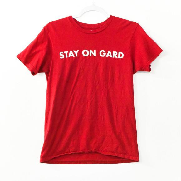 Hanes | Shirts | Hanes Mens Red Tshirt Stay On Gard Print Cotton Short ...